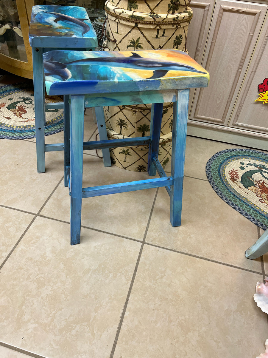 Hand Painted Bar Stool – Dunn's Attic